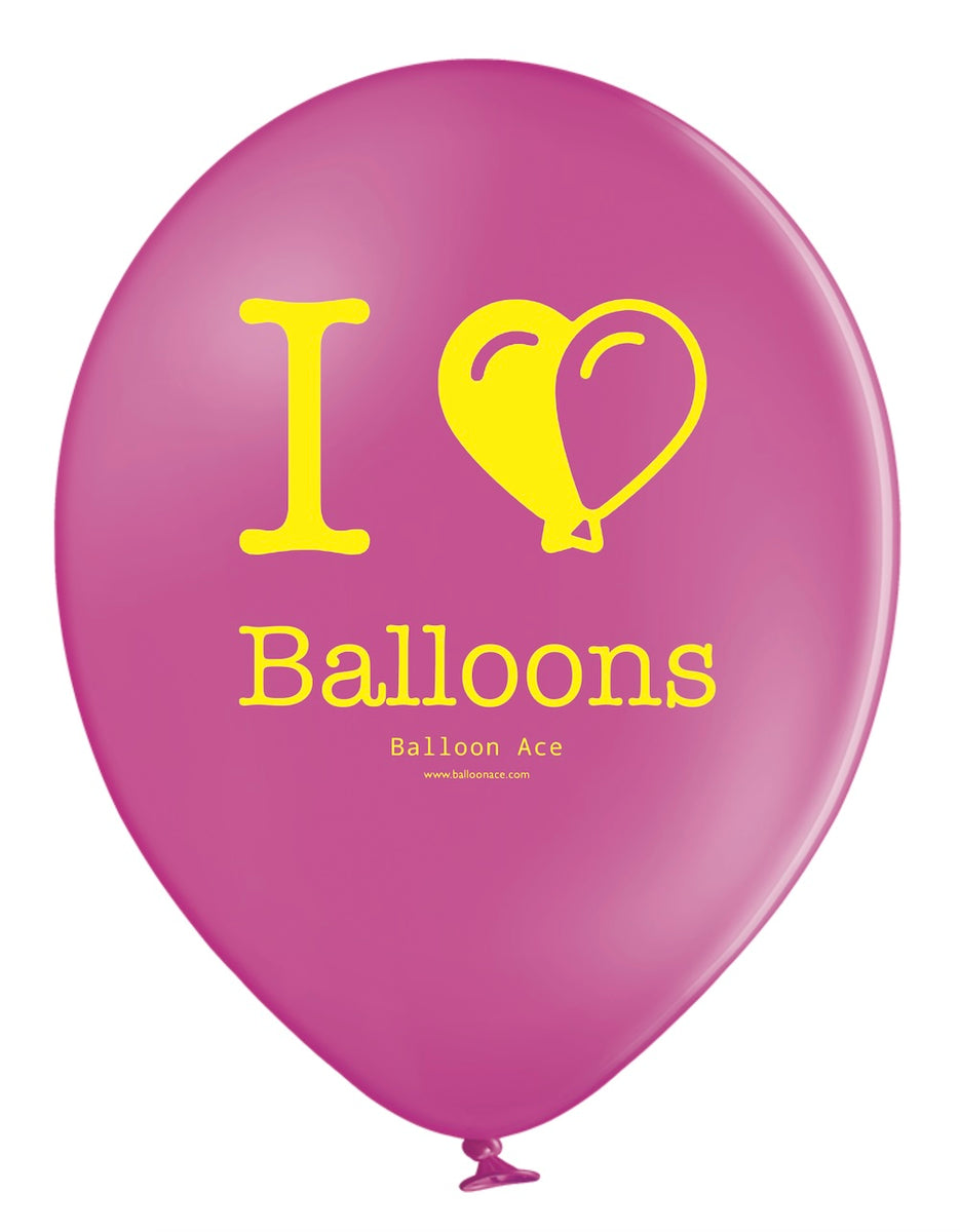 Balloon Ace "I Love Balloons" logo (Belbal) 14" round standard balloon