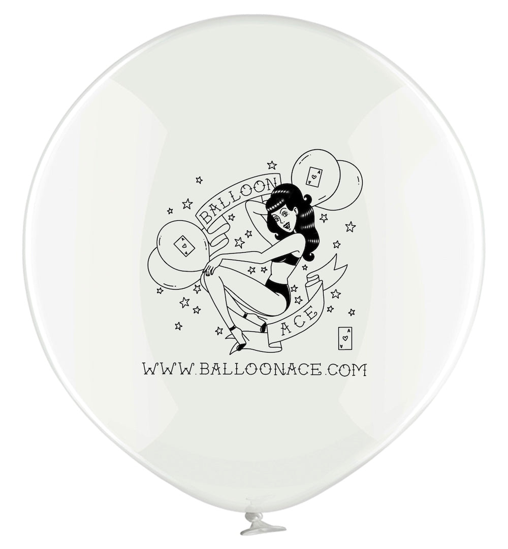 Balloon Ace tattoo logo (Belbal) 17" round crystal clear balloons